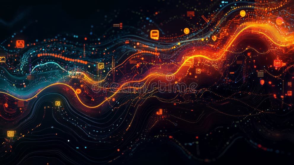 Abstract Data Waves: Digital Energy Flow Visualization Stock ...