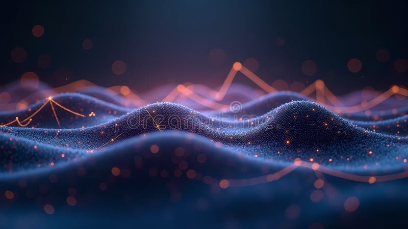 Abstract Data Waves with Glowing Connections Stock Illustration ...