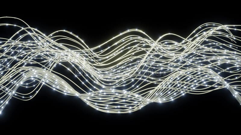Abstract Database Lighting Waves Optical Cables. Seamless Futuristic ...