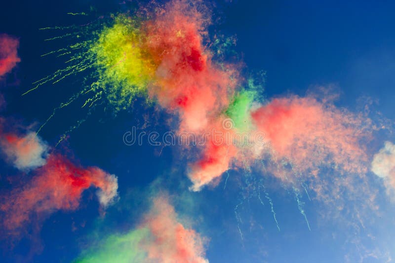 Abstract: Daytime Fireworks in the Blue Sky Stock Photo - Image of ...