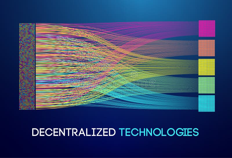 Abstract Decentralized Technologies Visualization with Colorful Digital ...