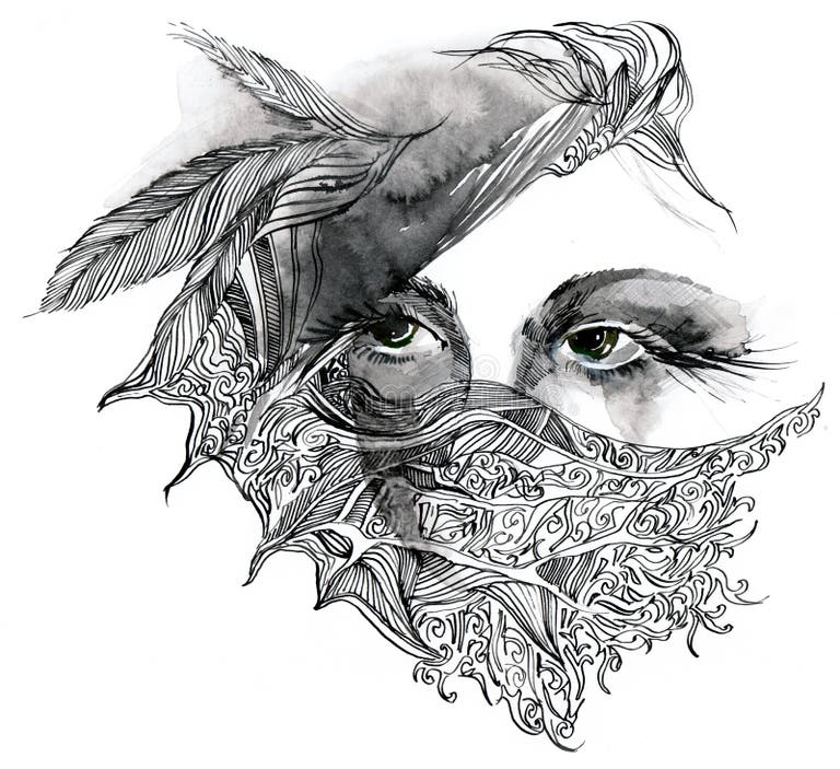 Abstract decorated face stock illustration. Illustration of funky ...