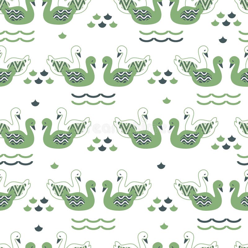 Abstract Decorated Swan Vector Graphic Pattern Stock Vector ...