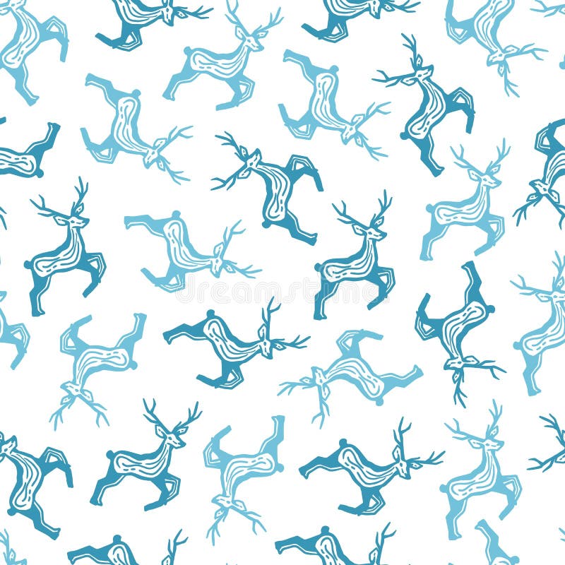 Abstract Decoration Winter Blue Deer Vector Illustration Pattern Stock ...