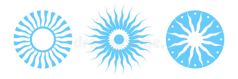 Abstract Decorative Blue Sun Icons. Design Elements Set Stock Vector - Illustration of rotating ...