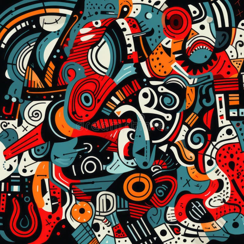 Colorful Absurd Doodle: a Unique Blend of Pre-columbian and Minimalist ...