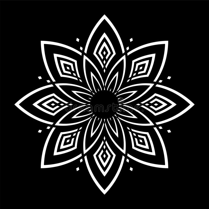 Abstract Decorative Radial Circle Floral Pattern. Round Design Element ...