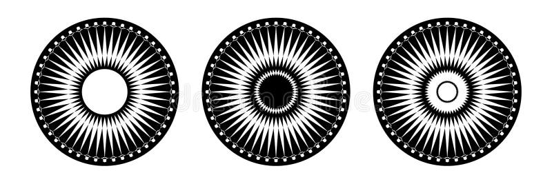 Abstract Decorative Radial Circle Patterns. Round Design Elements Set ...