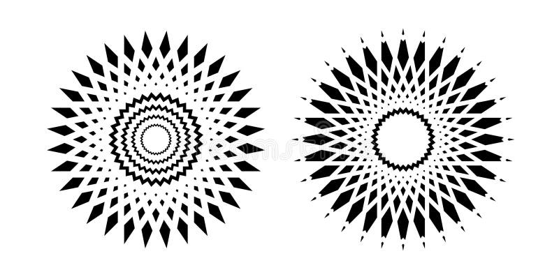 Abstract Decorative Radial Circle Patterns Set Stock Illustration ...