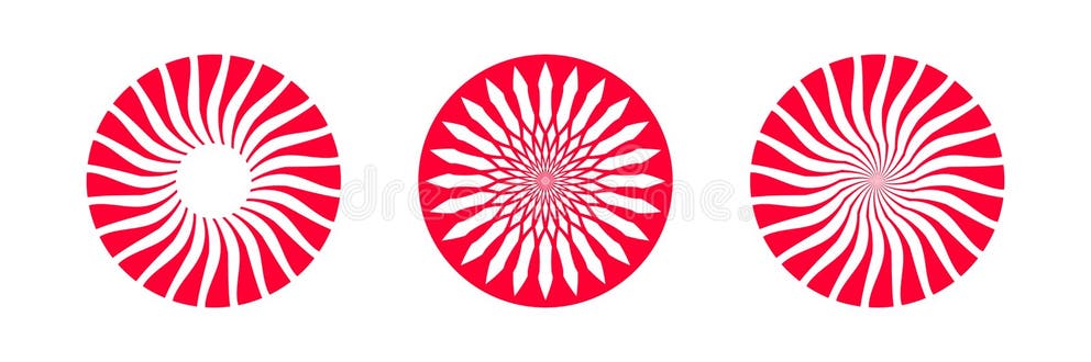 Abstract Decorative Red Sun Icon. Design Elements Set Stock Vector ...