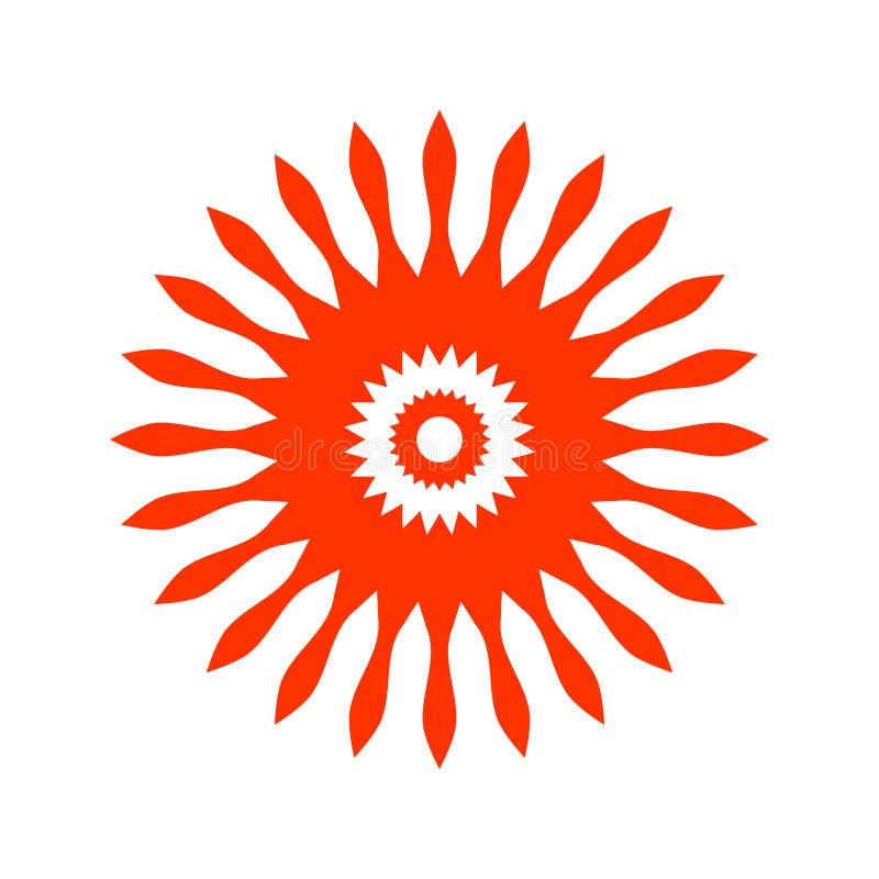 Abstract Decorative Red Sun Icon. Round Element for Design Stock Vector ...
