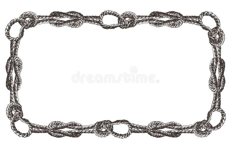 Abstract Decorative Vector Border of Drawn Rigging Rope Tied in Sea ...