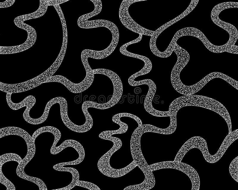 Abstract Decorative Vector Seamless Pattern with Curve Lines Stock ...