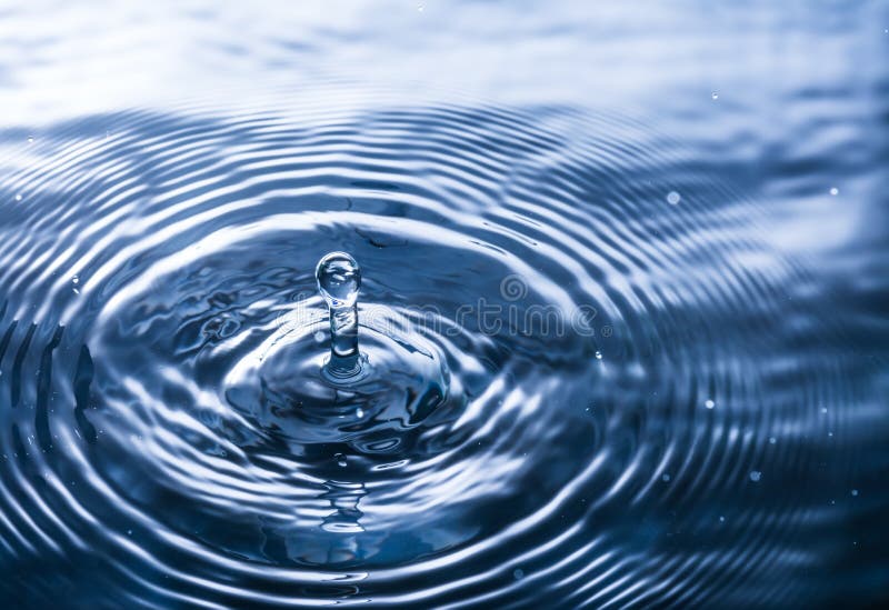 Abstract Deep Blue Circle Water Drop Ripple Curve. Liquid Texture Back ...