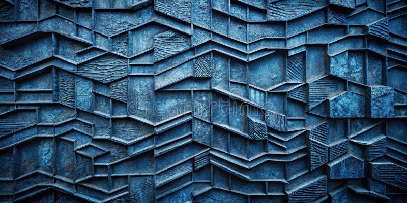 Abstract Deep Blue Geometric Textured Wall Panel Design. Generative AI ...