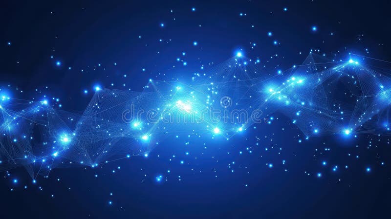 Abstract Deep Blue Network Connected Luminous Points in Starry Constellation Stock Image - Image ...