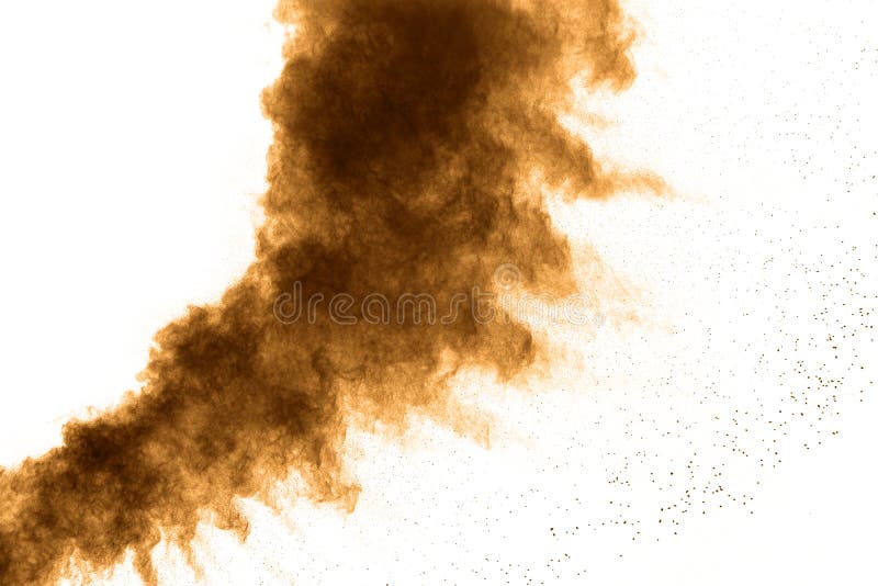 Abstract Deep Brown Dust Explosion On White Background. Stock Image ...