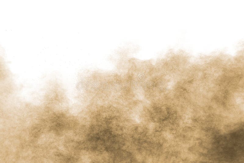 Abstract Deep Brown Dust Explosion on White Background. Stock Image ...