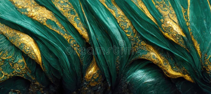 Abstract Deep Green Jade with Embedded Gold Rock Texture Pattern ...
