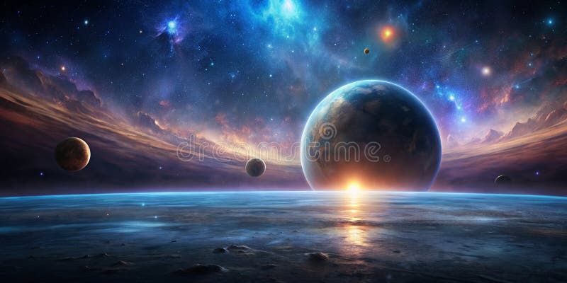 Abstract Deep Space Dark Landscape Background Generative by AI Stock ...