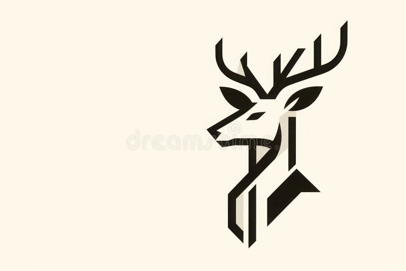 Abstract Deer Head Image in Black and White Style. Space for Text ...