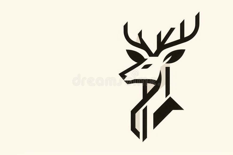 Abstract Deer Head Image in Black and White Style. Space for Text ...