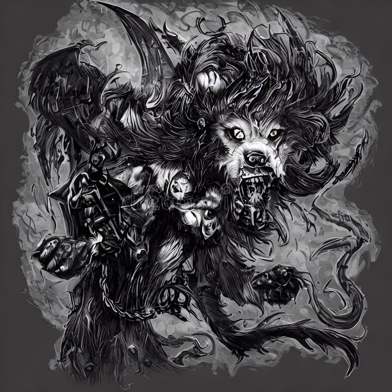 Abstract Demonic Werewolf Beast of Nightmares Stock Illustration ...