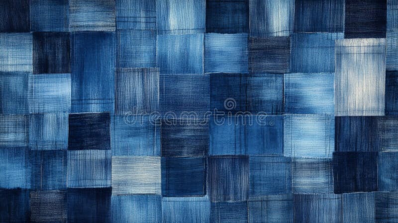 Abstract Denim Patchwork Textile Background Stock Illustration ...