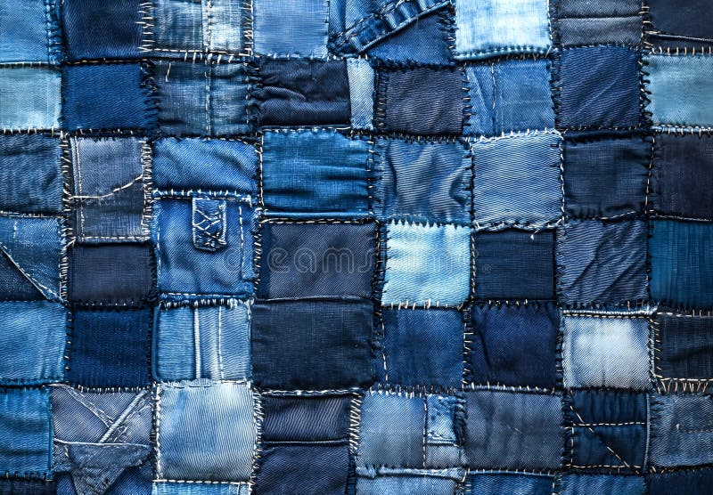 Abstract Denim Patchwork Texture Background Stock Illustration ...
