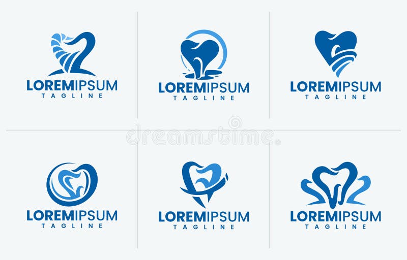 Abstract Dental Teeth Logo Template Set Stock Vector - Illustration of ...