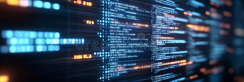 Abstract Depiction of Advanced Computer Coding with Futuristic Data Flow and Clean Design ...