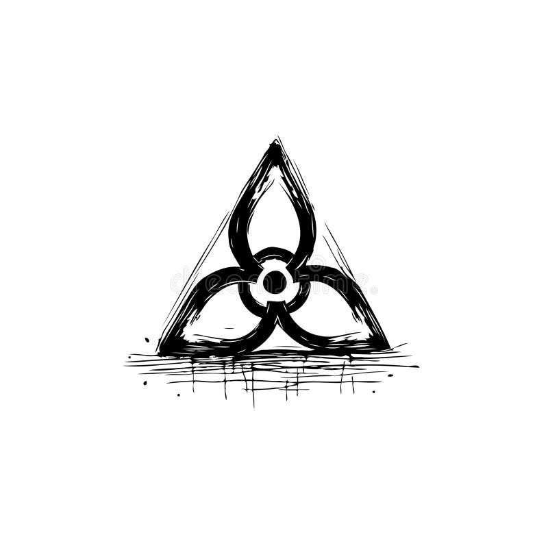 Abstract Depiction of Biohazard Symbol within Stylized Triangle Graphic ...