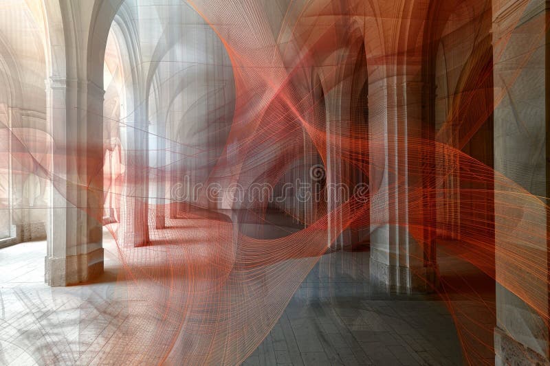 Abstract Depiction of a Building Structure with Columns and Arches, a ...