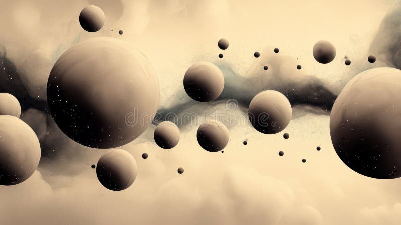 Abstract Depiction of Celestial Bodies in Space, Featuring Various ...