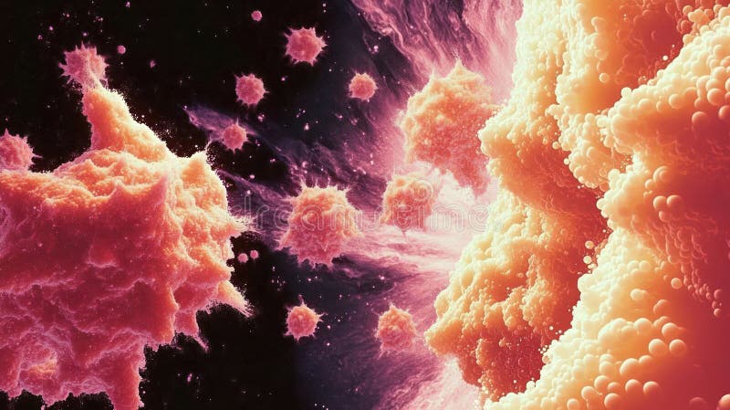 Abstract Depiction of Cellular Structures and Processes in a Dynamic ...