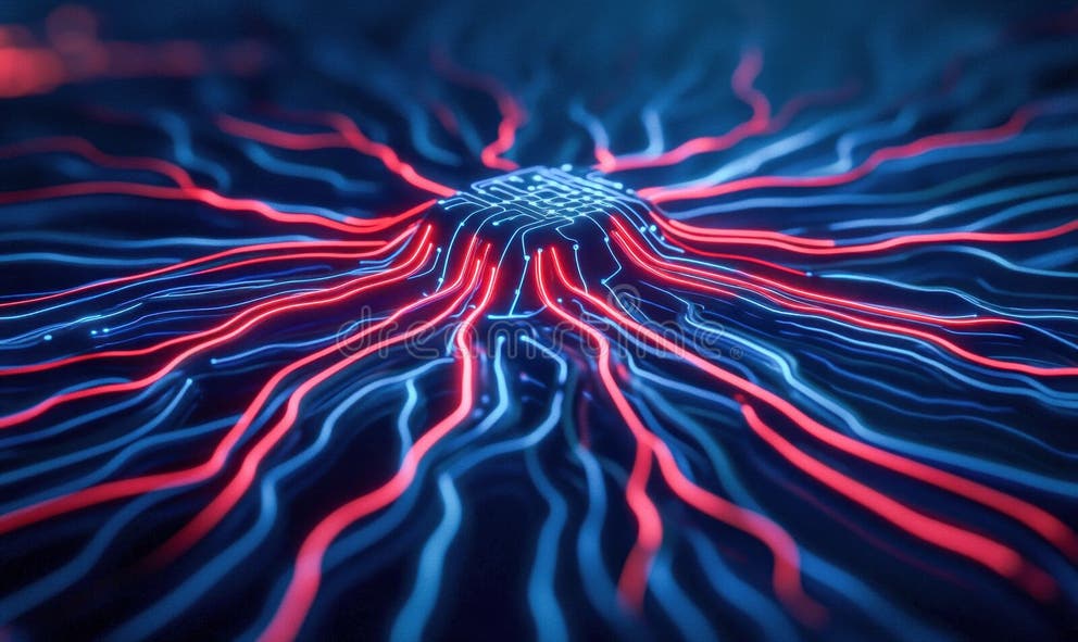 Abstract Depiction of a Central Computer Processor with Vibrant ...