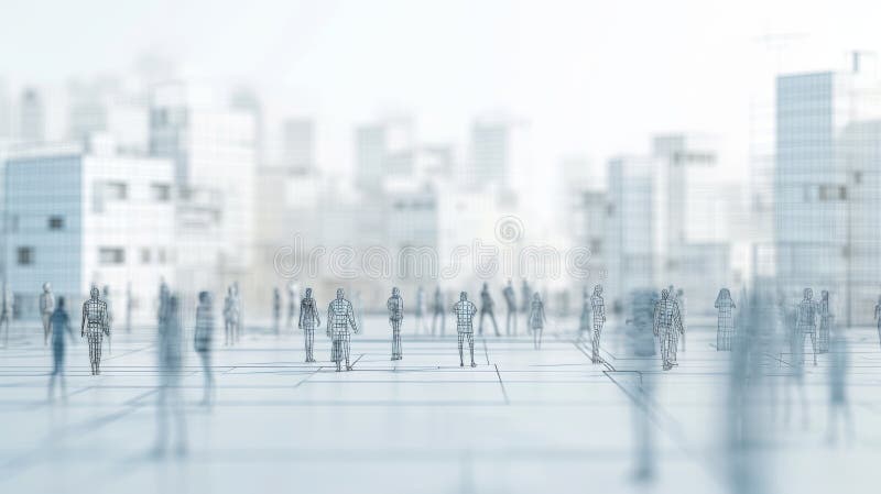 Abstract Depiction of City Grid with Translucent Figures Stock Photo ...