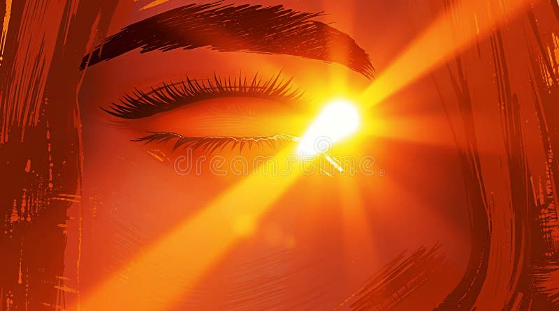 Abstract Depiction of a Closed Eye and Reflection of Sunlight. Stock ...