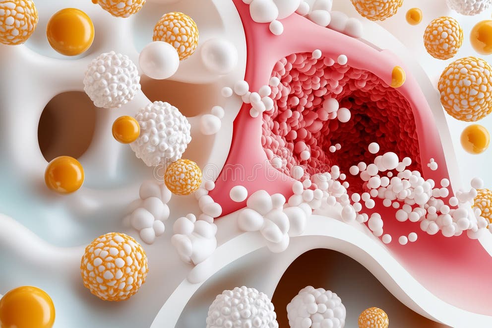 Abstract Depiction of Colorful Cells and Microorganisms Interacting in ...