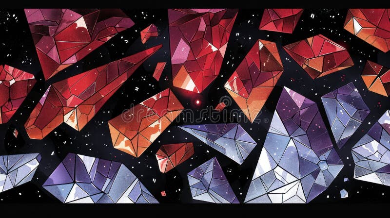 Abstract Depiction of Colorful Crystalline Shards Floating in Space ...