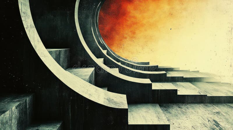 Abstract Depiction of Curved Architectural Forms with a Gradient ...