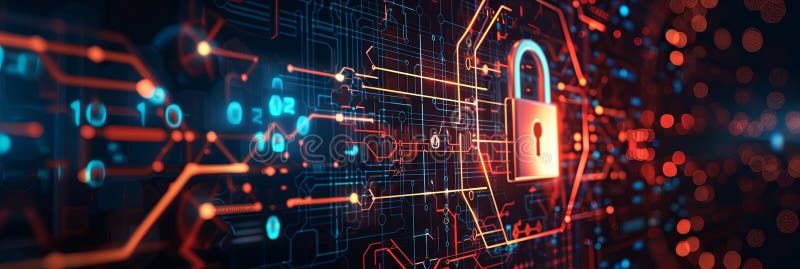 An Abstract Depiction of Cybersecurity Elements, Including Digital ...