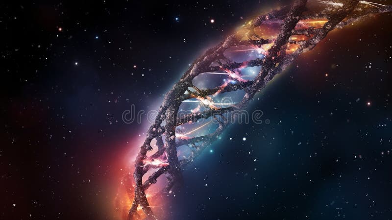 An Abstract Depiction of the DNA Molecule Floating in the Vast Expanse ...