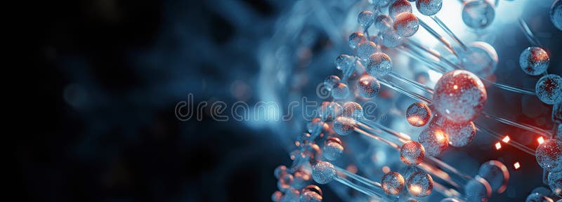 Abstract Depiction of DNA and RNA Molecules Inside a Cell on Dark ...