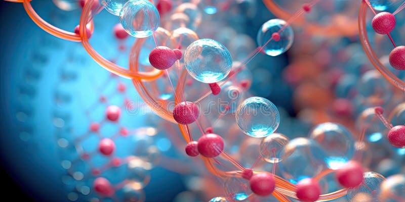 Abstract Depiction of DNA and RNA Molecules Inside a Cell on Dark ...