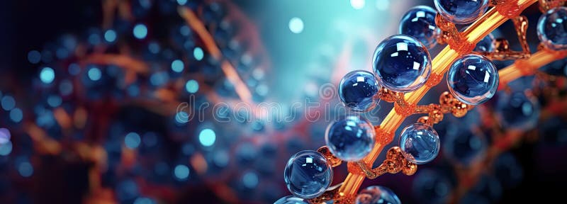 Abstract Depiction of DNA and RNA Molecules Inside a Cell on Dark ...
