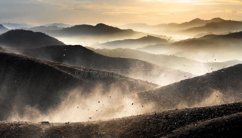 Abstract Depiction of a Dust Storm Creating Textured and Dynamic ...