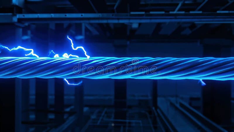 Electric Energy Current Lightning Bolt Inside Cable Wire Electronic ...