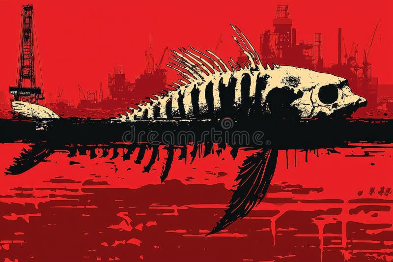 Abstract Depiction of an Environmental Disaster with a Fish Skeleton ...