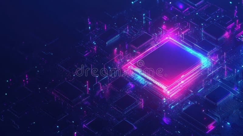 Abstract Depiction Features a Digital AI Chip within a Technology Brain ...